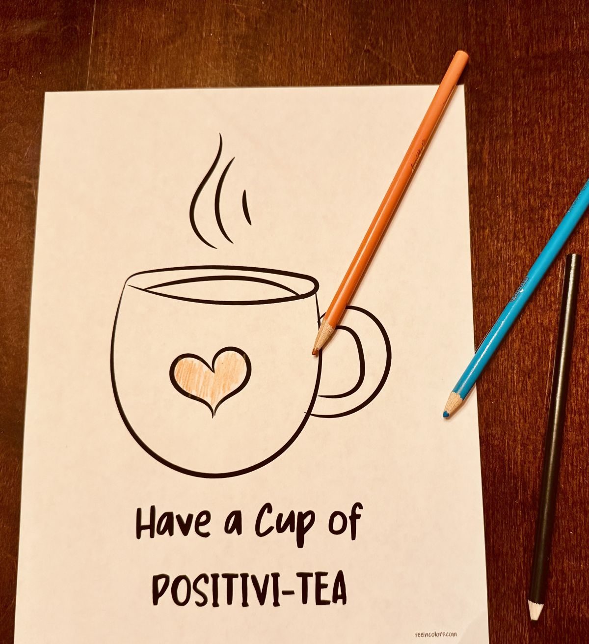 Free Printable Coloring Sheet – Cup of Positivi-tea | Graphic Recording ...